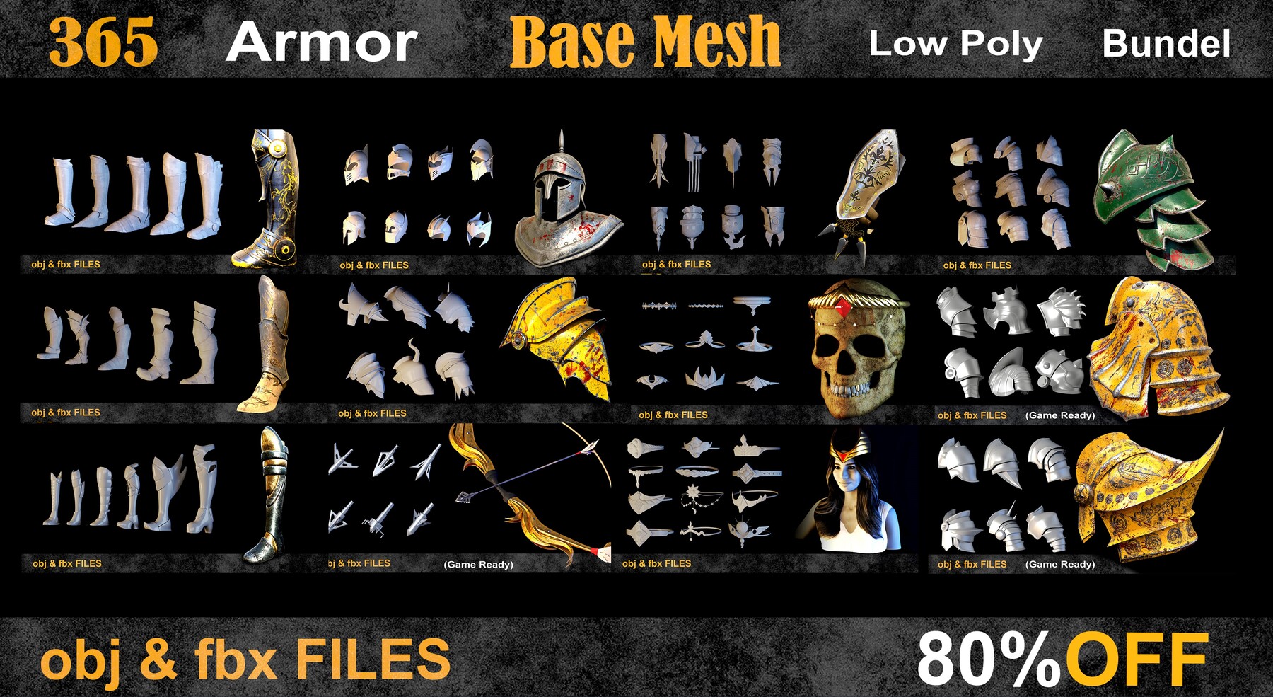 ArtStation - 365 Armor Base Mesh BUNDLE (80% OFF) | Game Assets