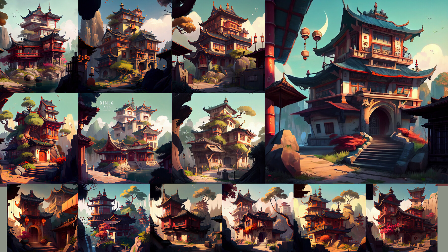 ArtStation - 200 Chinese houses Illustration Pack Vol.01 | Artworks