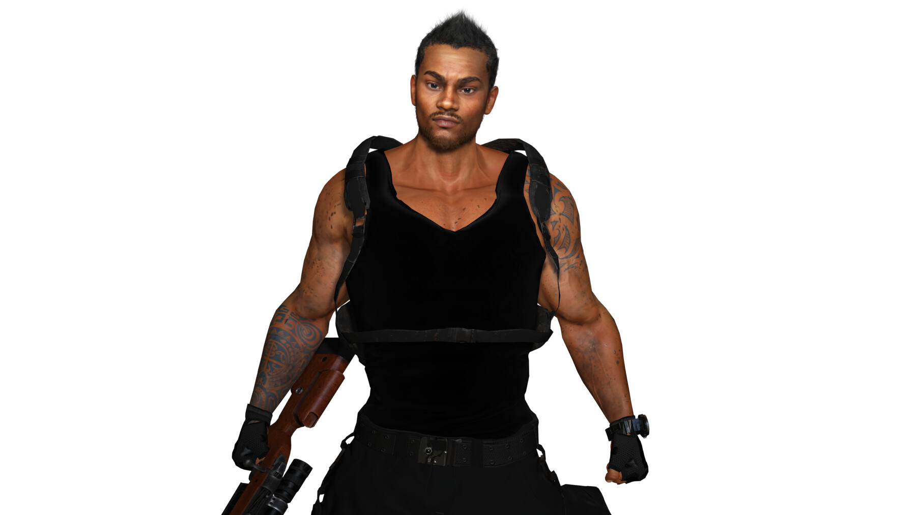 ArtStation - AAA 3D REALISTIC BLACK MALE CHARACTER - GUN SHOOTER MAN ...