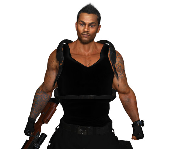 ArtStation - AAA 3D REALISTIC BLACK MALE CHARACTER - GUN SHOOTER MAN ...