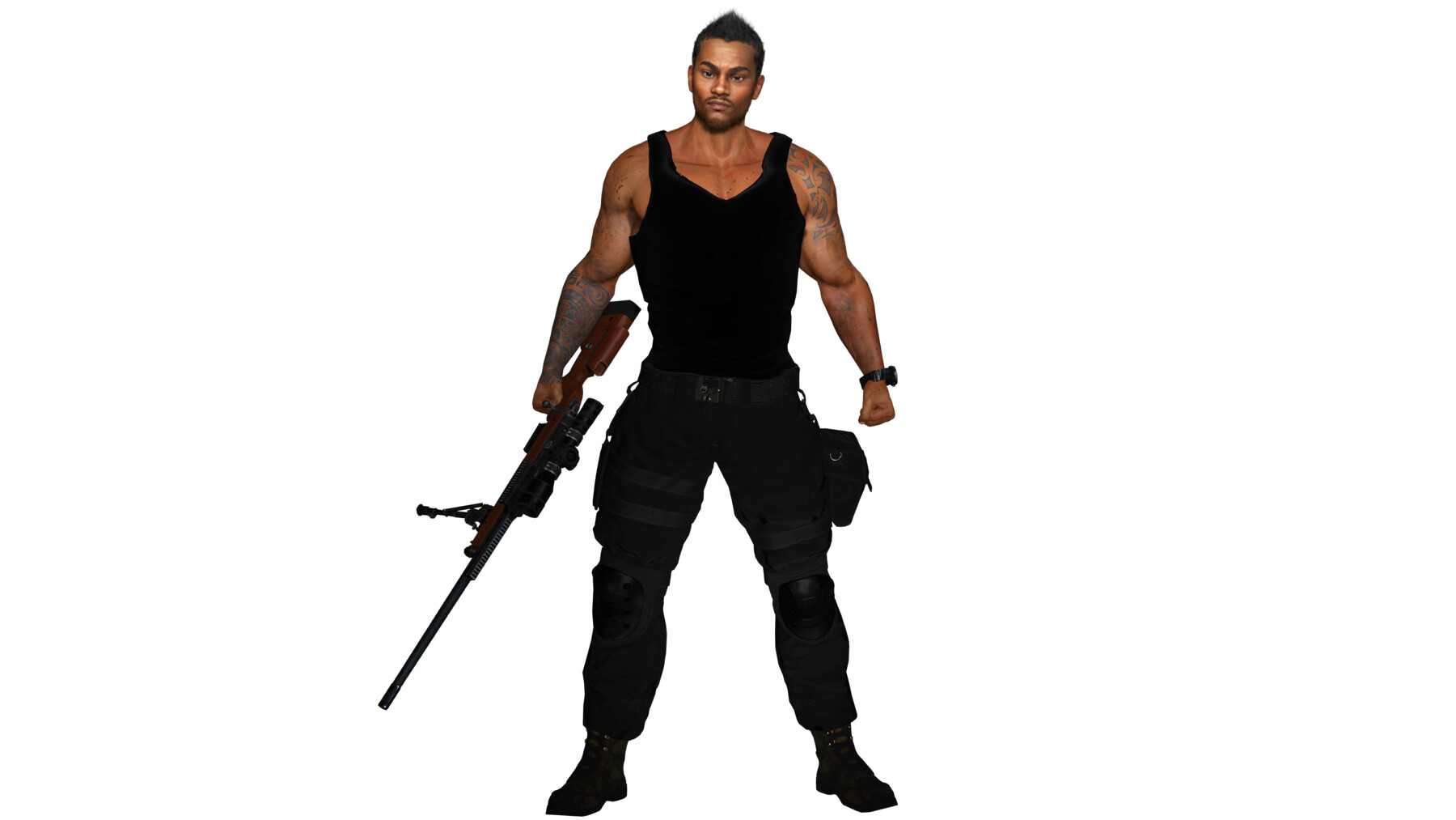 ArtStation - AAA 3D REALISTIC BLACK MALE CHARACTER - GUN SHOOTER MAN ...