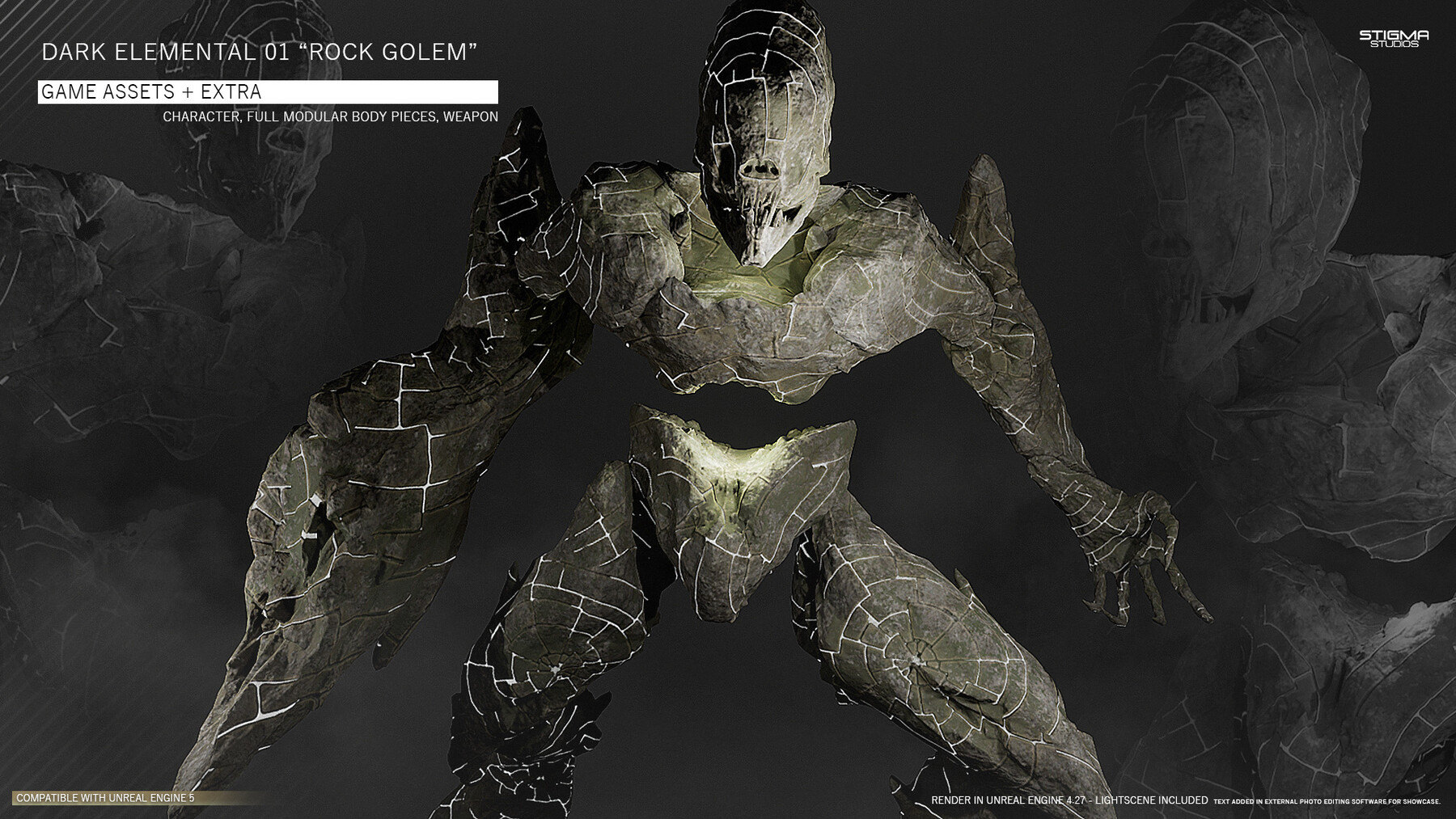 ArtStation - Dark Elemental 01 "Rock Golem" - Game Assets + Extra ...