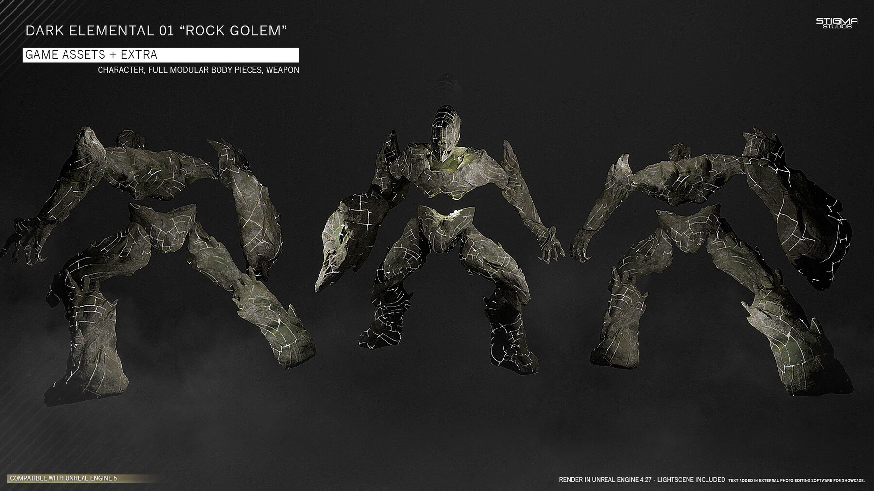 ArtStation - Dark Elemental 01 "Rock Golem" - Game Assets + Extra ...