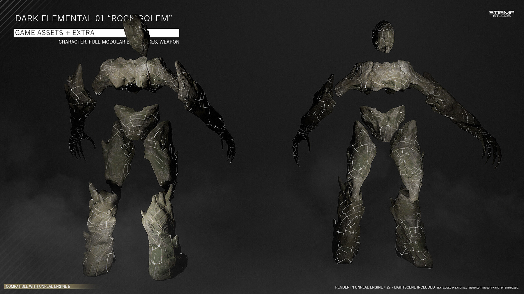 ArtStation - Dark Elemental 01 "Rock Golem" - Game Assets + Extra ...