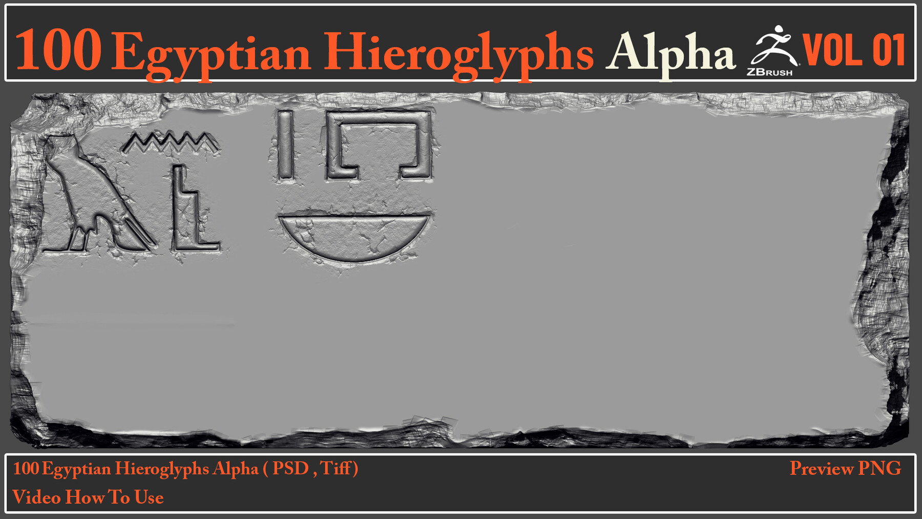 ArtStation - 100 Egyptian Hieroglyphs Alpha Maps | Brushes