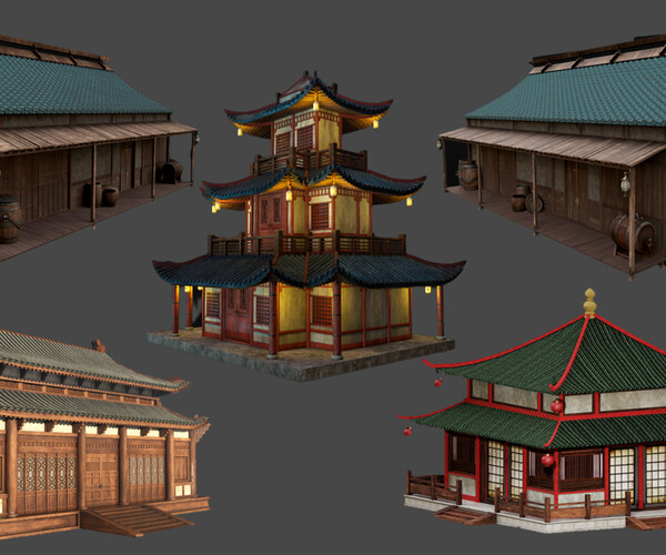 ArtStation - Asian Japanese Traditional Building Collection | Game Assets