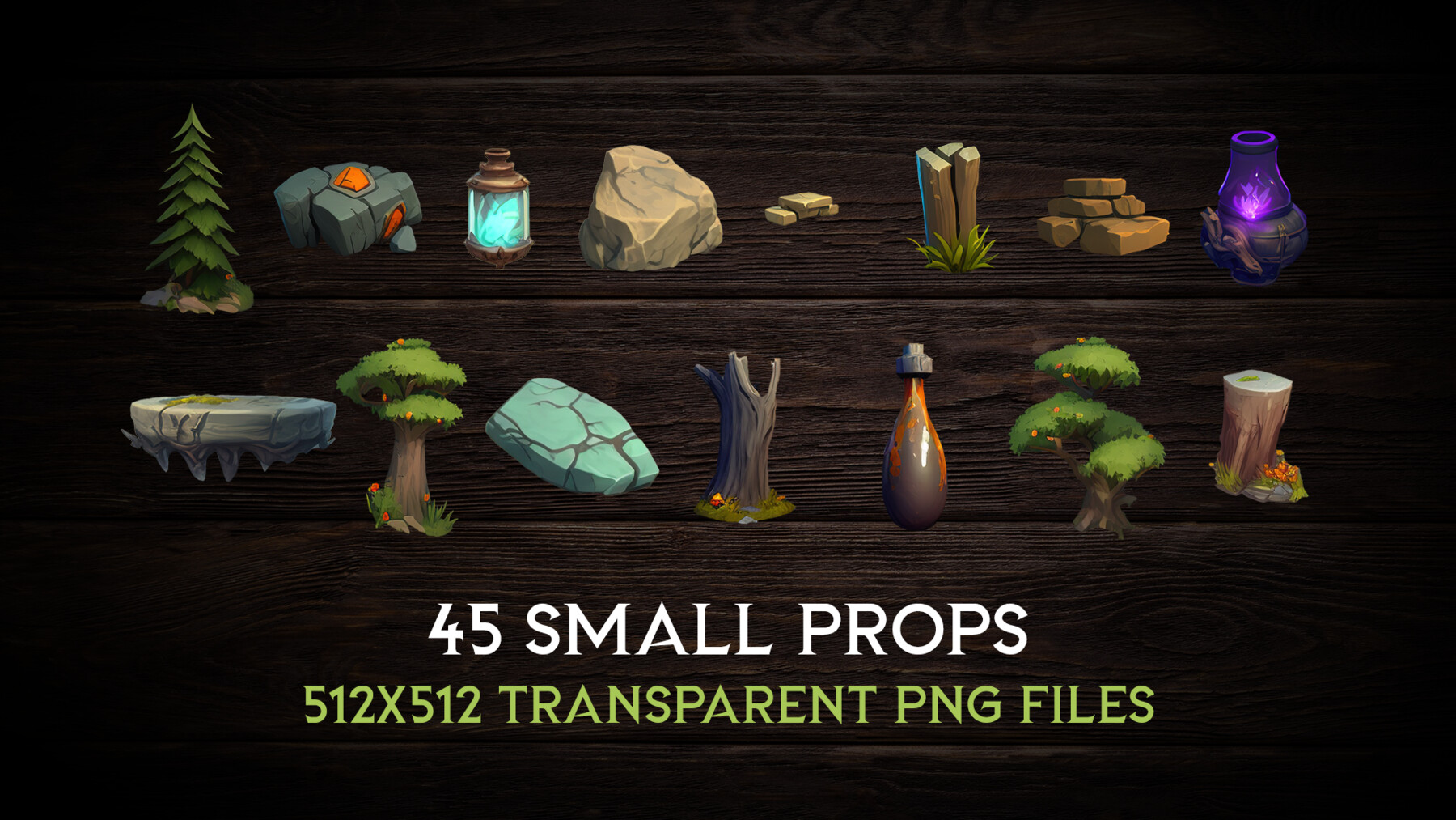 ArtStation - Fantasy Forest 2D Sprites Kit | Game Assets