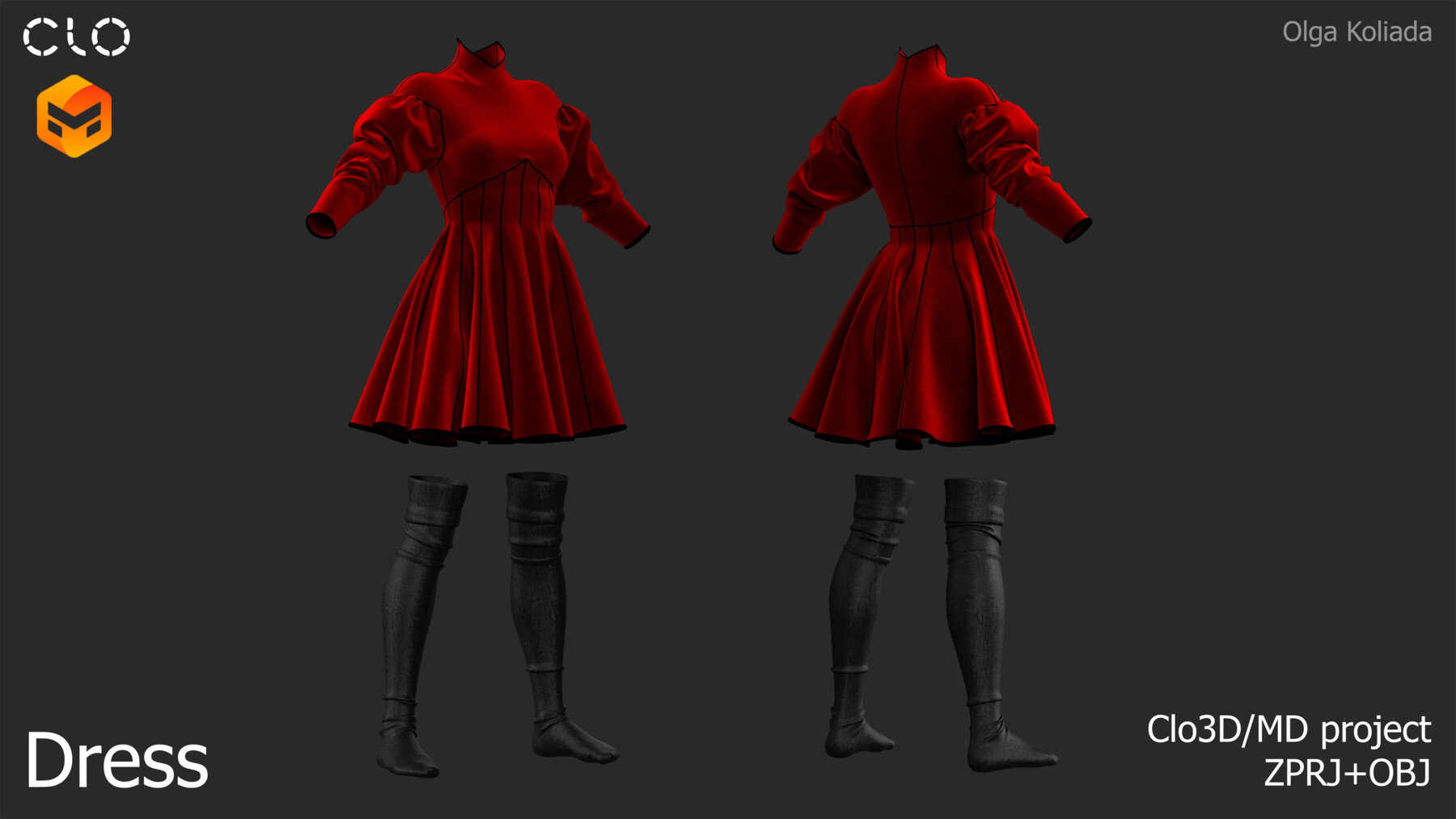 ArtStation - Dress. Marvelous Designer/Clo3d project+OBJ | Resources