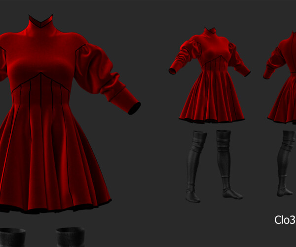 ArtStation - Dress. Marvelous Designer/Clo3d project+OBJ | Resources