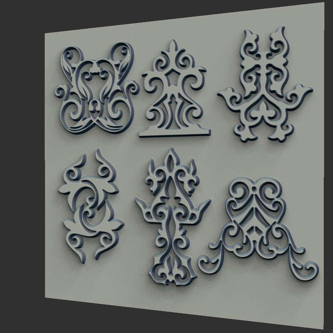 ArtStation - 100+ Single and Ring Ornament Height Map Pack | Brushes