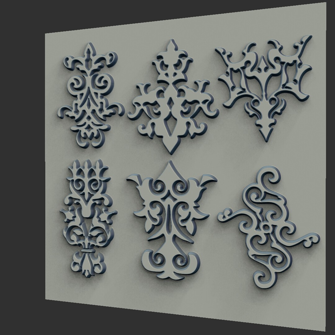 ArtStation - 100+ Single and Ring Ornament Height Map Pack | Brushes