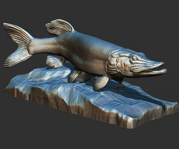 ArtStation - Pike fish on the base | Resources