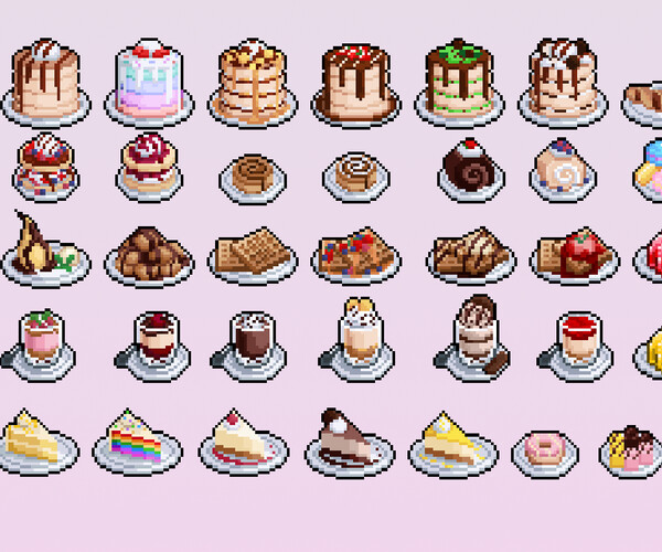 ArtStation - 50+ Pixel Art Dessert Icons FREE! | Game Assets