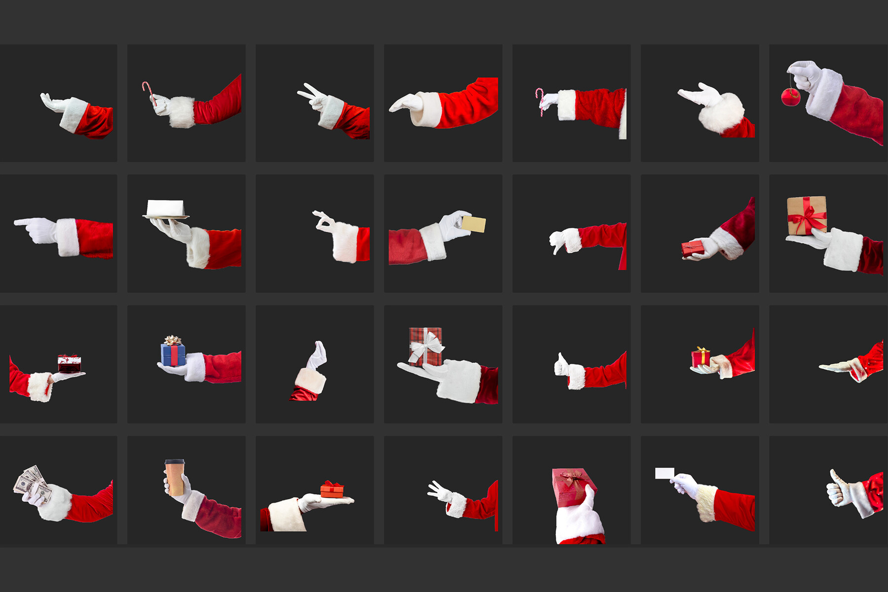 ArtStation - 50 Santa Hand Overlays, Christmas overlay, Separate PNG ...