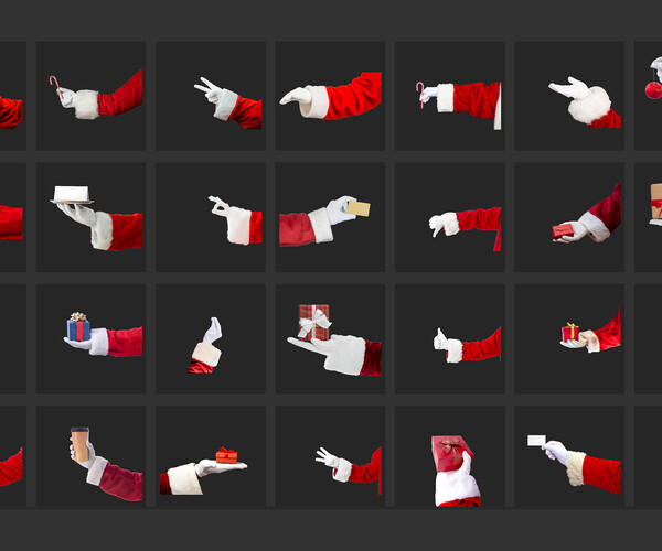 ArtStation - 50 Santa Hand Overlays, Christmas overlay, Separate PNG ...
