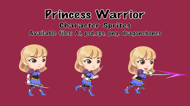 ArtStation - Princess warrior sprite sheet 2D | Game Assets