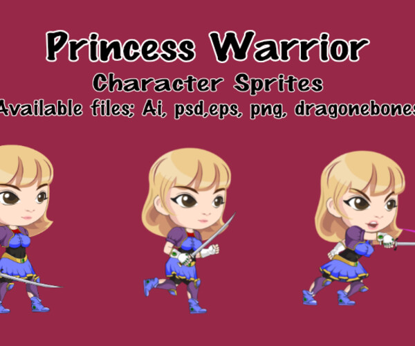 ArtStation - Princess warrior sprite sheet 2D | Game Assets