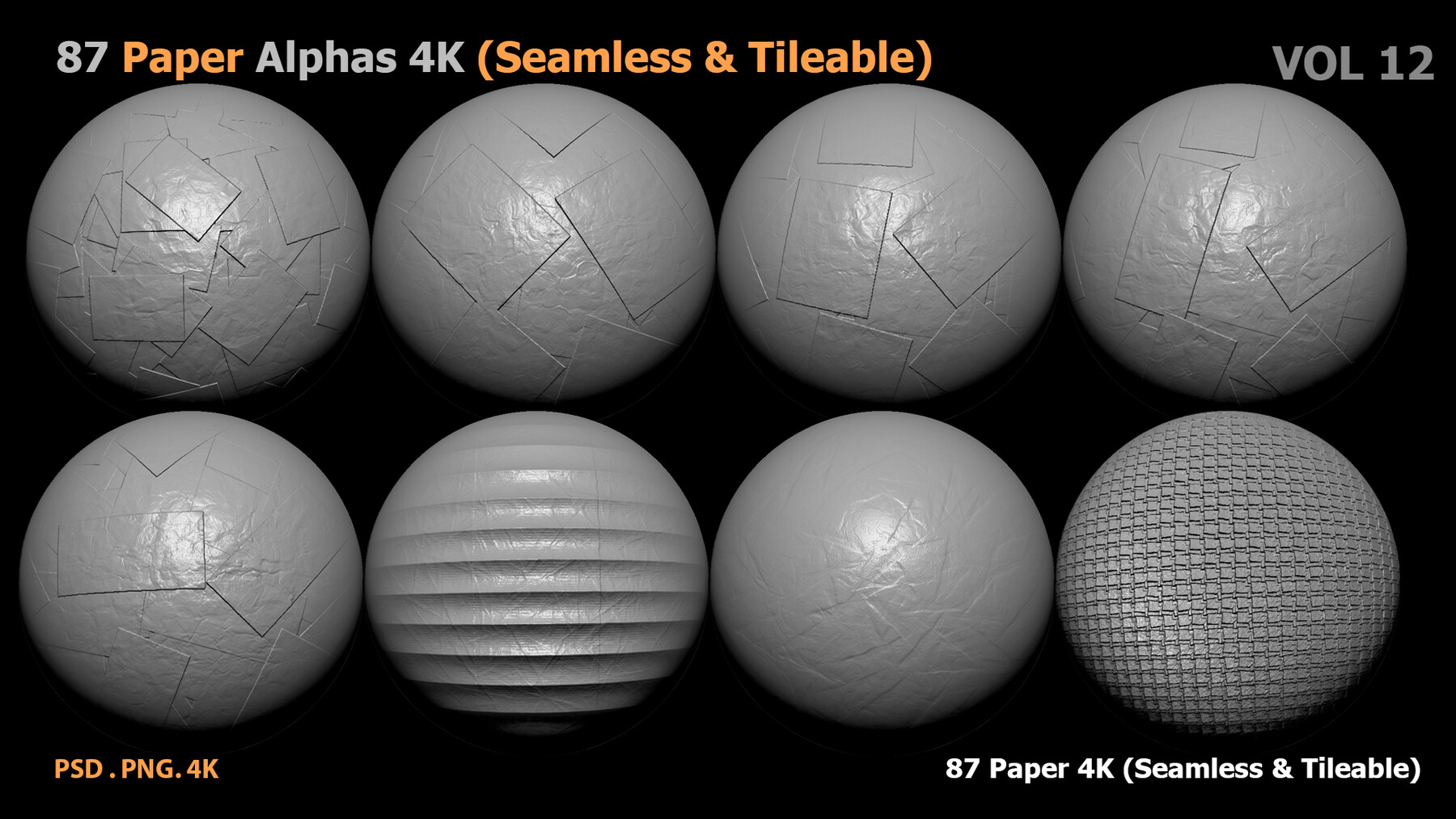 ArtStation - 87 Paper Alphas (Seamless & Tileable) VOL 12 | Brushes