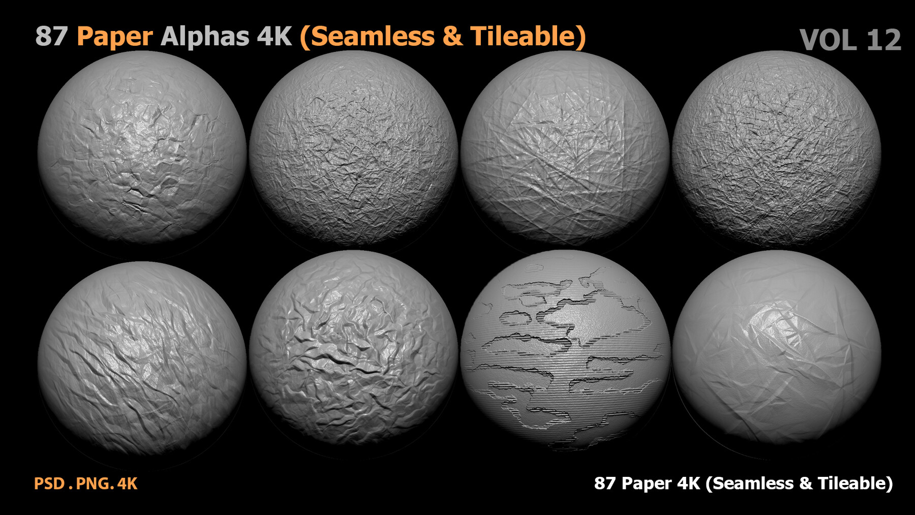 ArtStation - 87 Paper Alphas (Seamless & Tileable) VOL 12 | Brushes