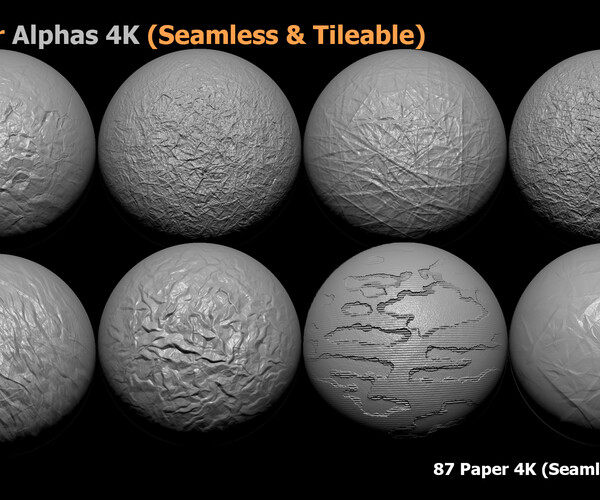 ArtStation - 87 Paper Alphas (Seamless & Tileable) VOL 12 | Brushes