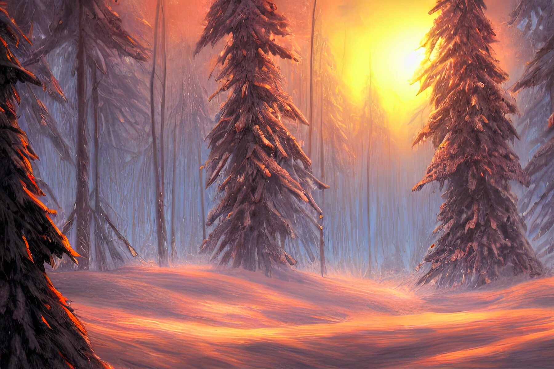 ArtStation - Winter Forest Sunrise (2) | Artworks