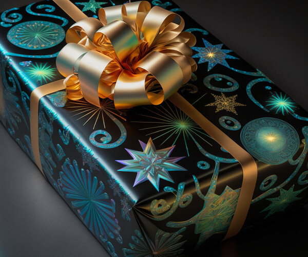 ArtStation - Winter Wrapping Paper, Blue and Gold | Artworks