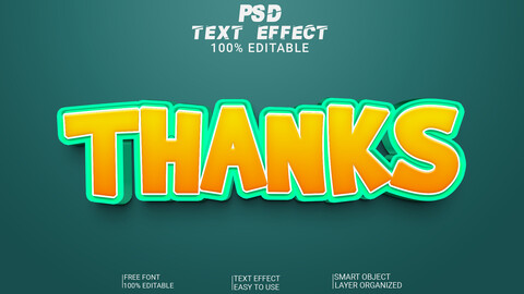 ArtStation - Thanks PSD fully editable text effect. Layer style PSD ...