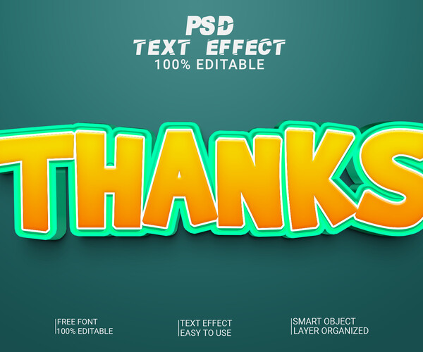 ArtStation - Thanks PSD fully editable text effect. Layer style PSD ...