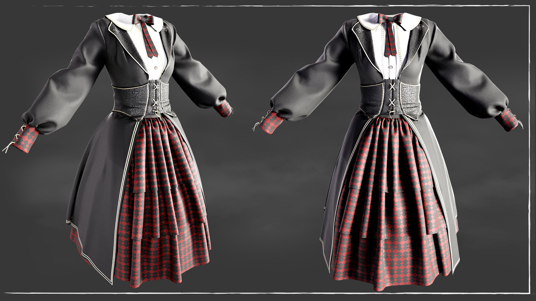 ArtStation - Gothic Dress 002/Marvelous Designer / 4k Textures/Smart ...