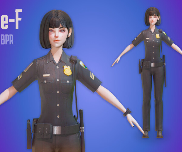 ArtStation - Police Game Ready Low-poly 3D model (Rigged + PBR) | Game ...