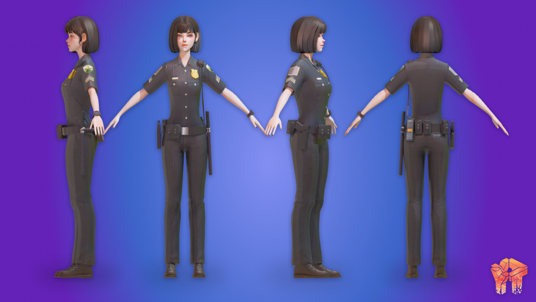 ArtStation - Police Game Ready Low-poly 3D model (Rigged + PBR) | Game ...