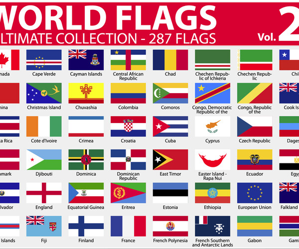 ArtStation - Various of World flags. EPS Template File | Artworks