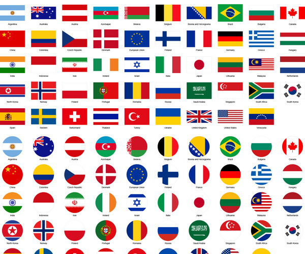 ArtStation - Most popular flags in the world flat and round flags on ...