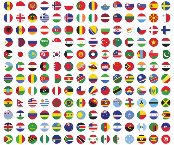 ArtStation - Round flag icon set minimalist style. EPS Template File | Artworks