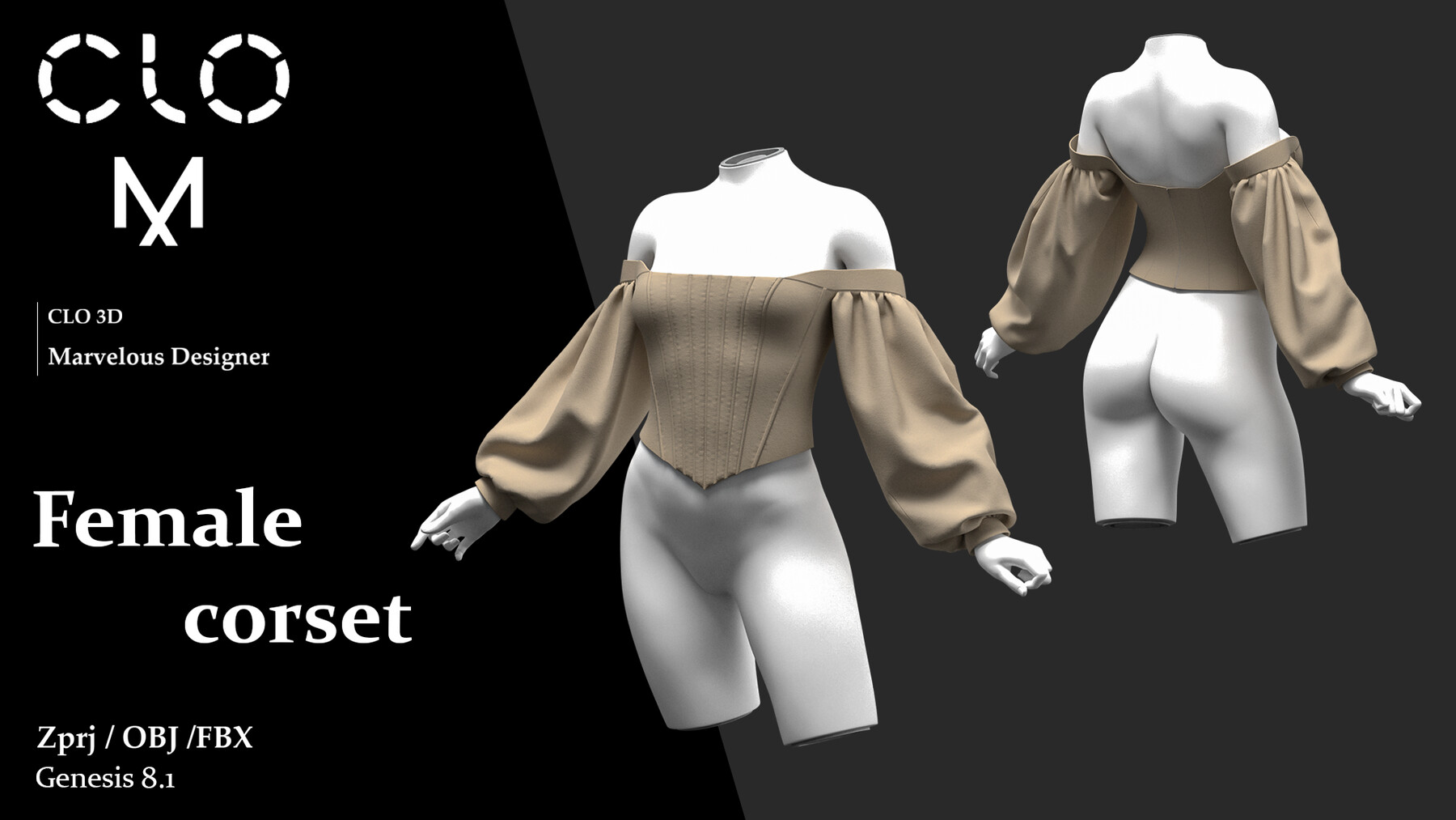 ArtStation - Female corset / Marvelous Designer/Clo3D project file ...