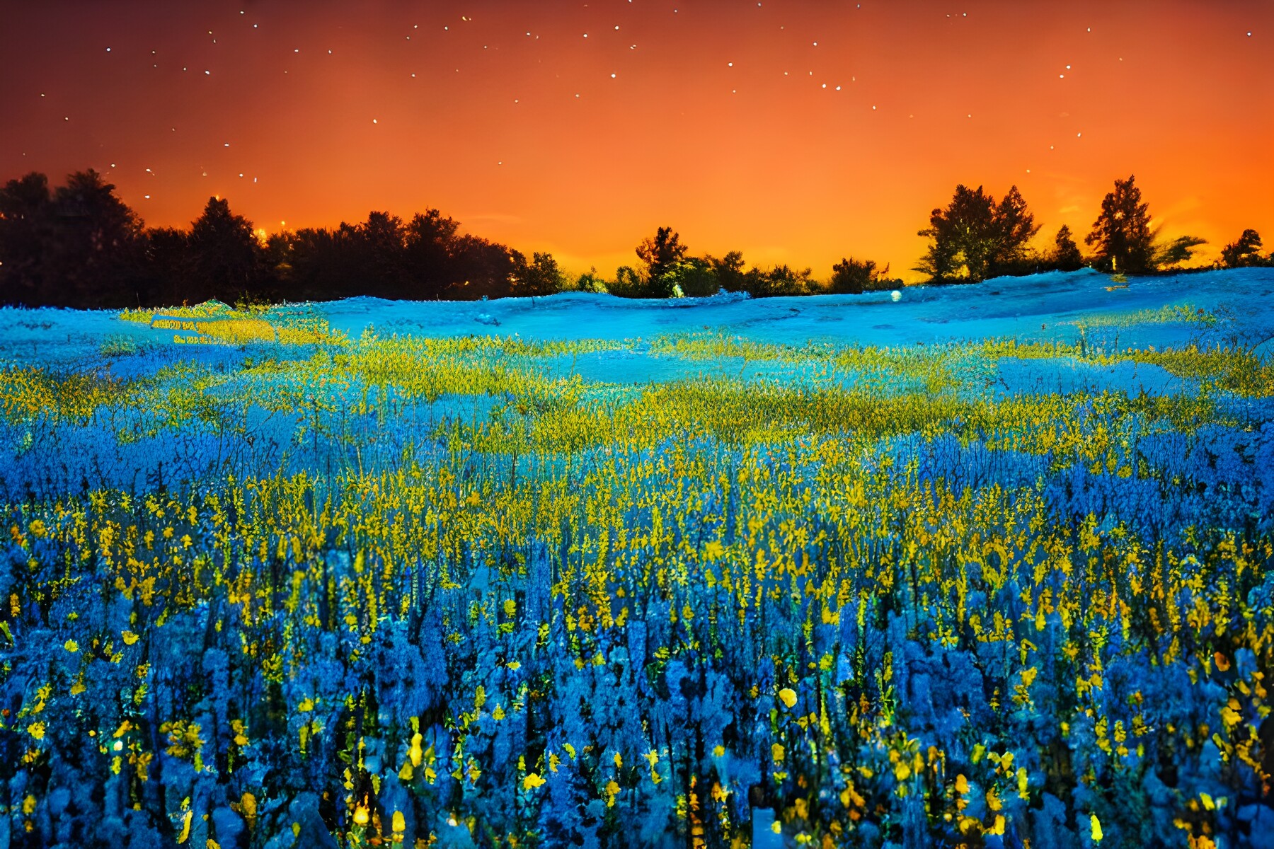 ArtStation - Colorful field of Blue Flowers | Artworks