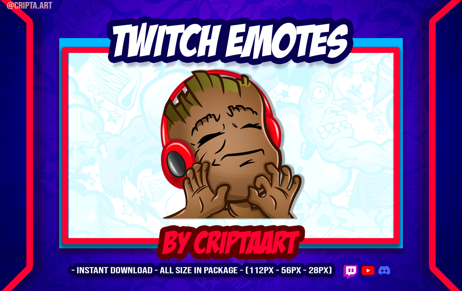 ArtStation - Twitch Emote / Groot Emote / Music Emote / Headphone Emote ...
