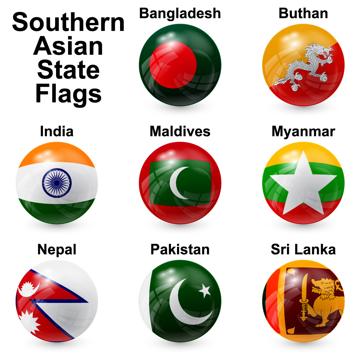 ArtStation - Spherical southern asian state flags. EPS Template File ...