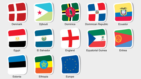 ArtStation - World flags stickers design. EPS Template File | Artworks
