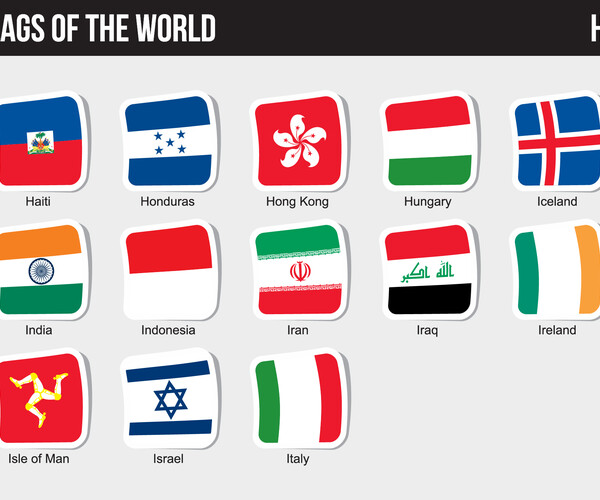 ArtStation - World flags stickers design. EPS Template File | Artworks