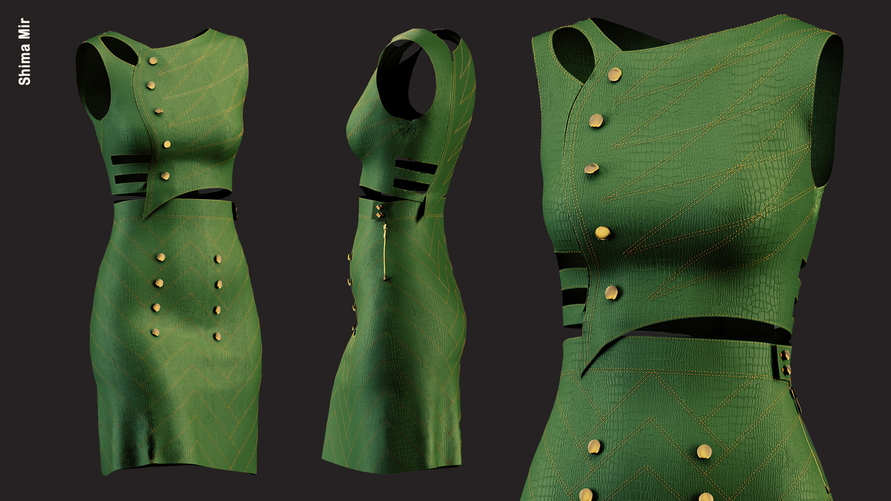 ArtStation - leather dress . game clothing (ZPRJ , FBX , OBJ , TEXTURES ...