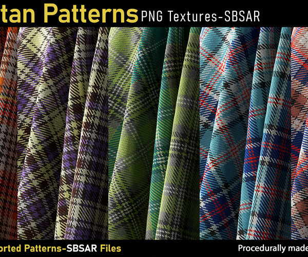 ArtStation - 50 Tartan Patterns-Vol12-PNG-SBSAR | Resources