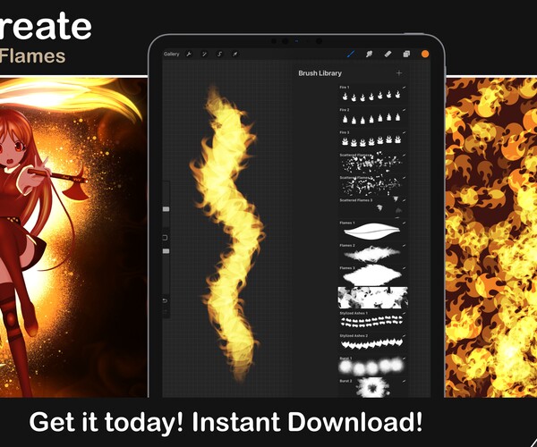 ArtStation - Fire Flame Ashes Procreate Brushes & Stamps | Brushes