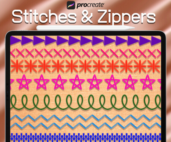 ArtStation - Zippers and Stitches Brush Set For Procreate | Brushes