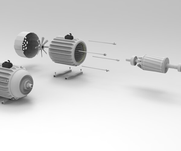 ArtStation - Electric motor - motor casing, stator, rotor armature ...