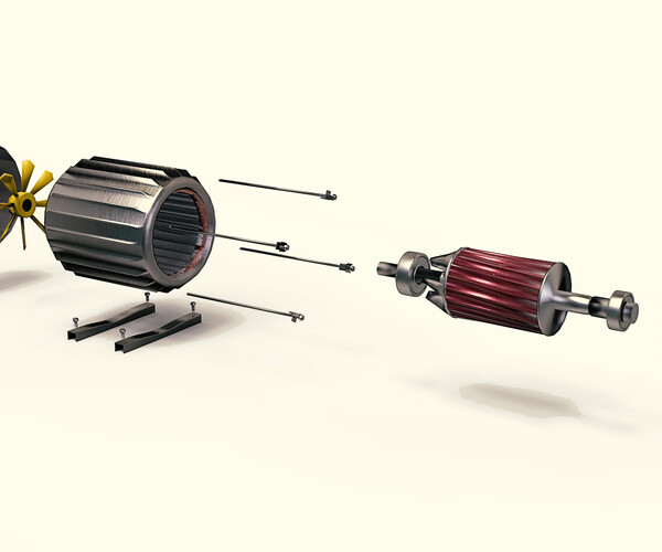 ArtStation - Electric motor - motor casing, stator, rotor armature ...
