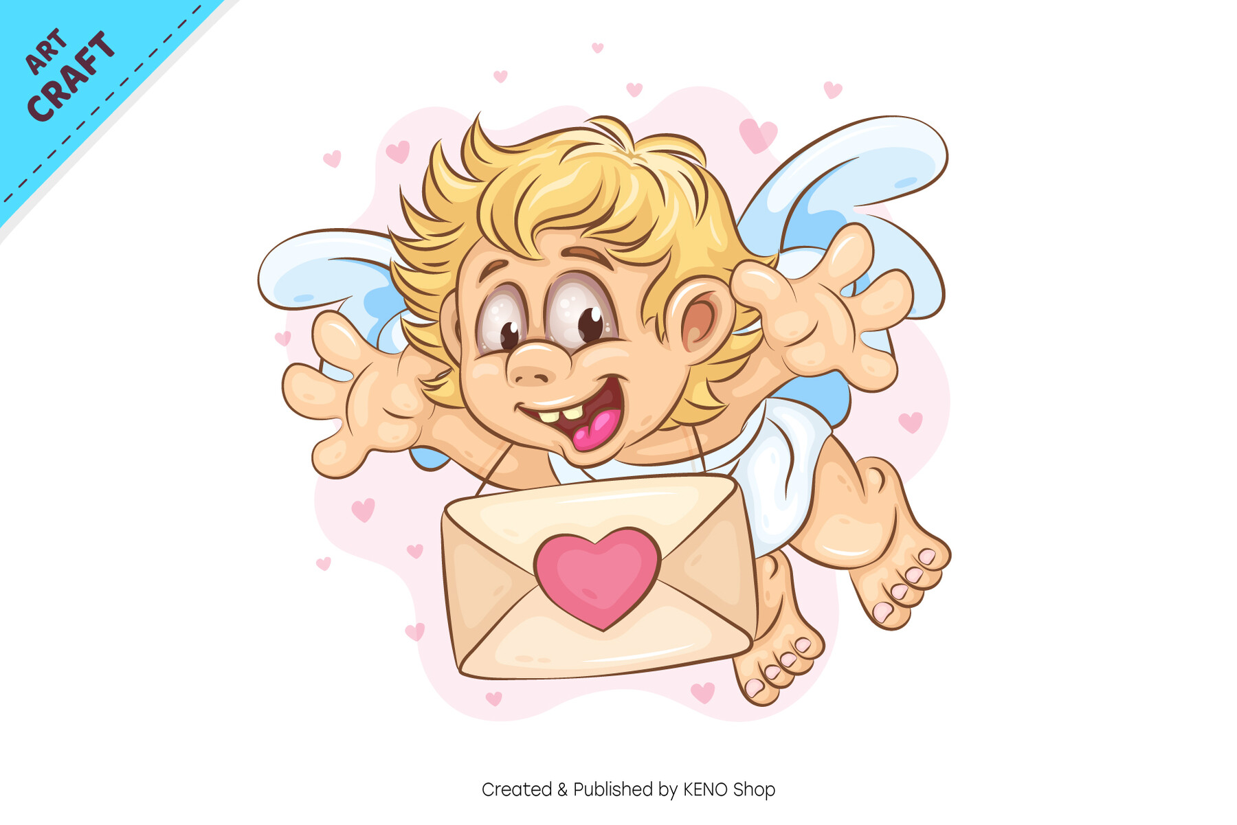 ArtStation - Cartoon Cupid with Letter. Clipart | Artworks