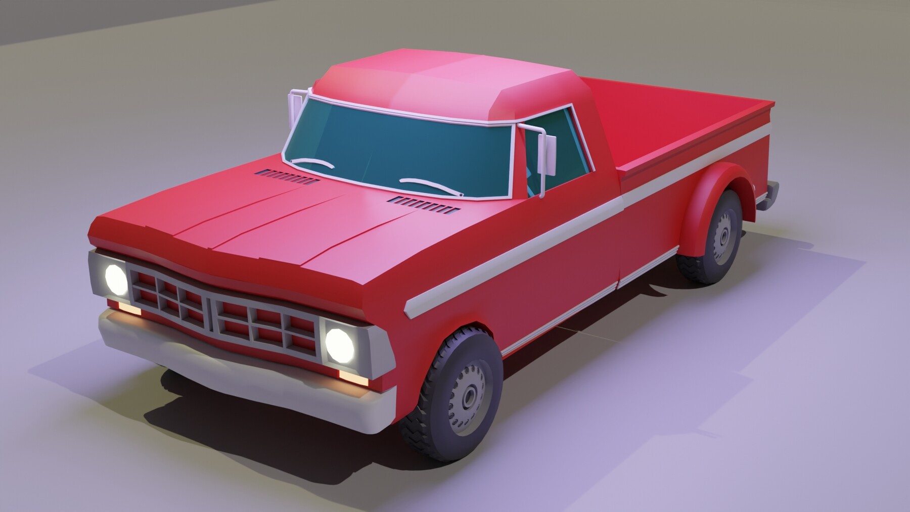 ArtStation - Ford F100 Pickup Truck Low-poly 3D model | Game Assets