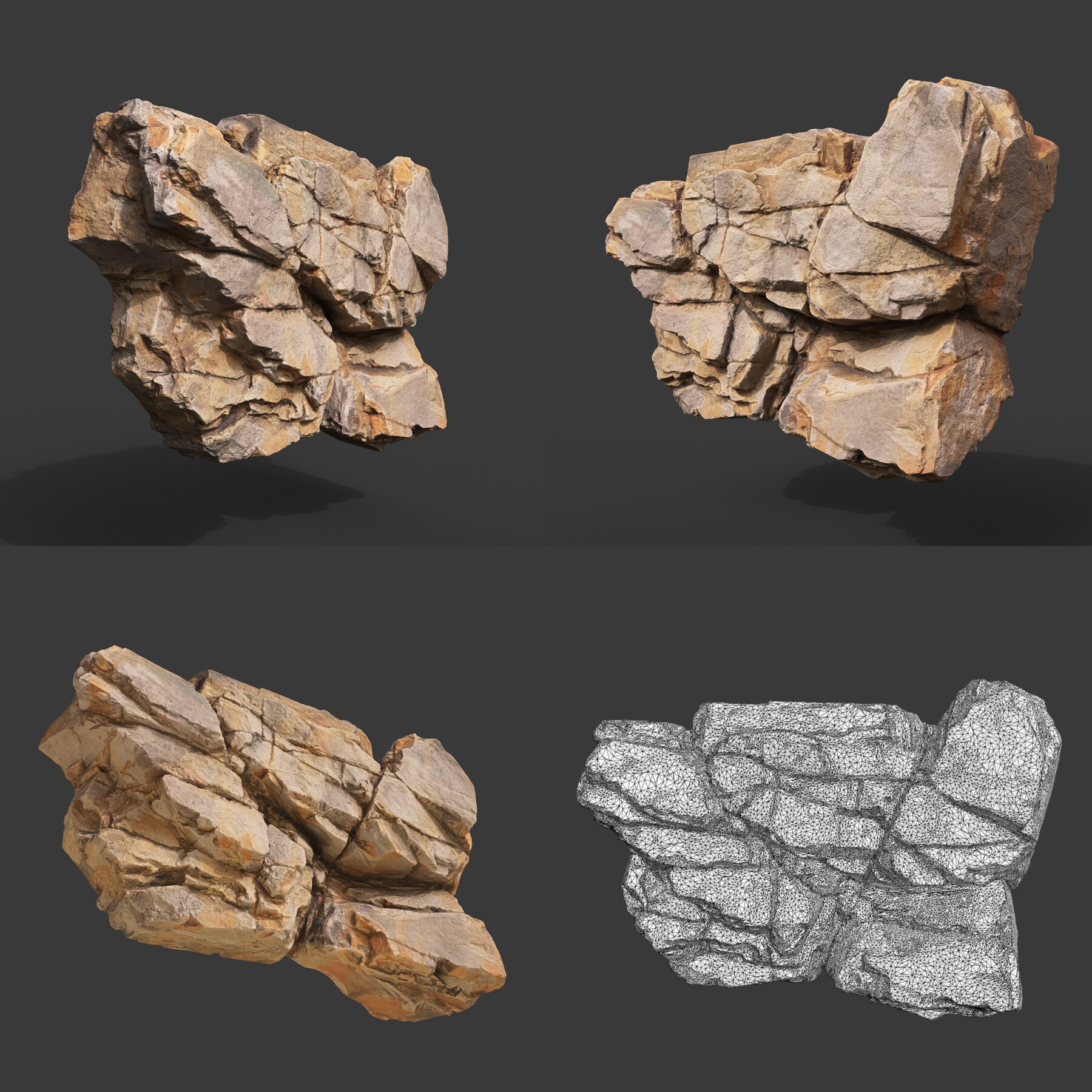 ArtStation - High Poly Yellow Cliff Face Modular 221208 - Ultra HD 16K ...