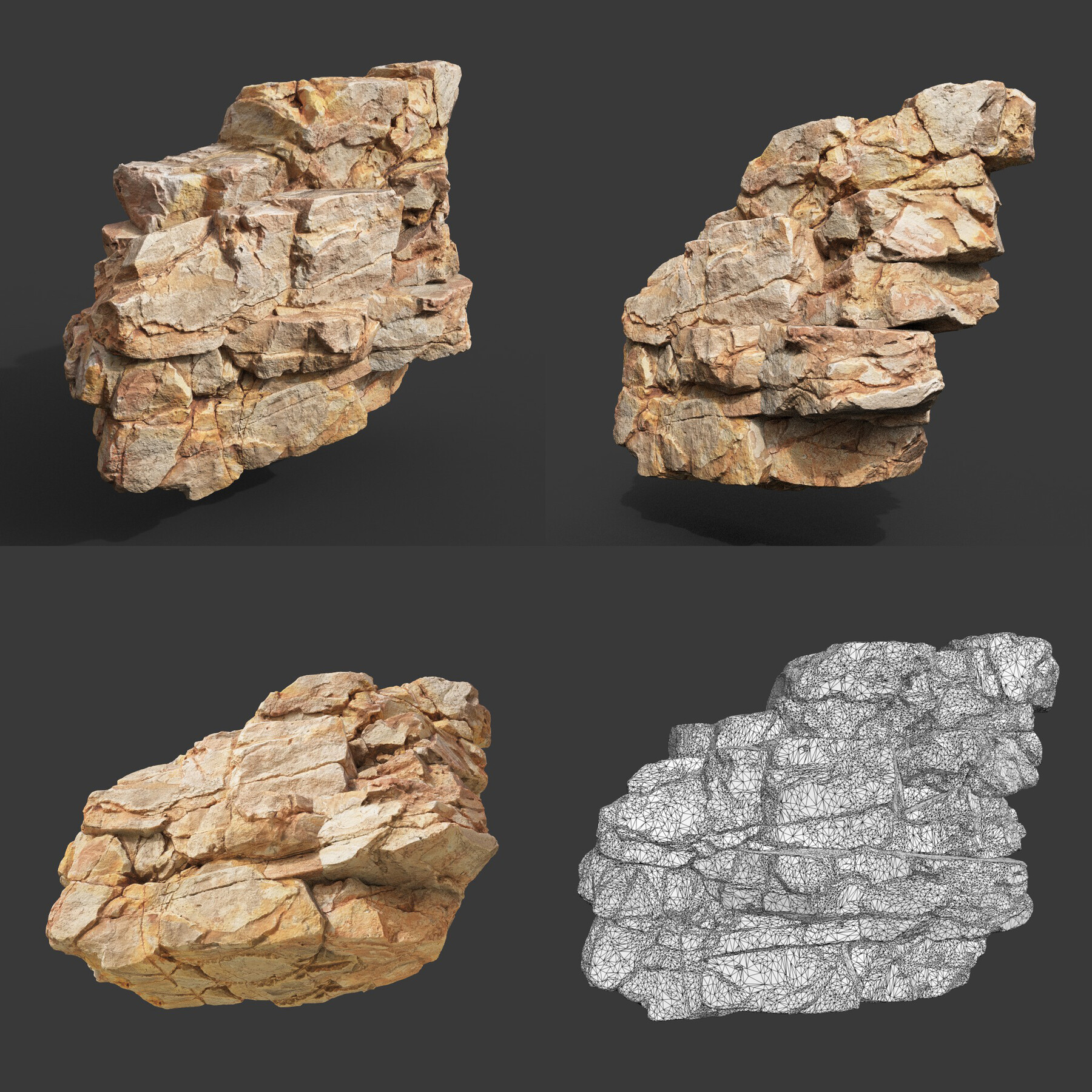 ArtStation - High Poly Yellow Cliff Face Modular 221208 - Ultra HD 16K ...